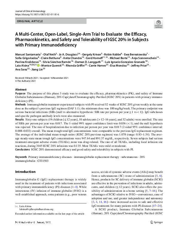(PDF) A Multi‑Center, Open‑Label, Single‑Arm Trial to Evaluate the Efficacy, Pharmacokinetics ...