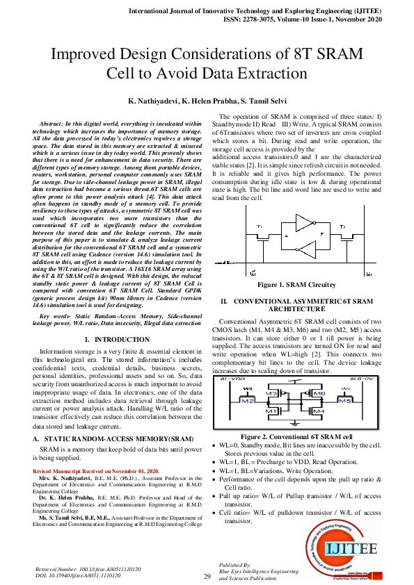 (PDF) Improved Design Considerations of 8T SRAM Cell to Avoid Data Extraction