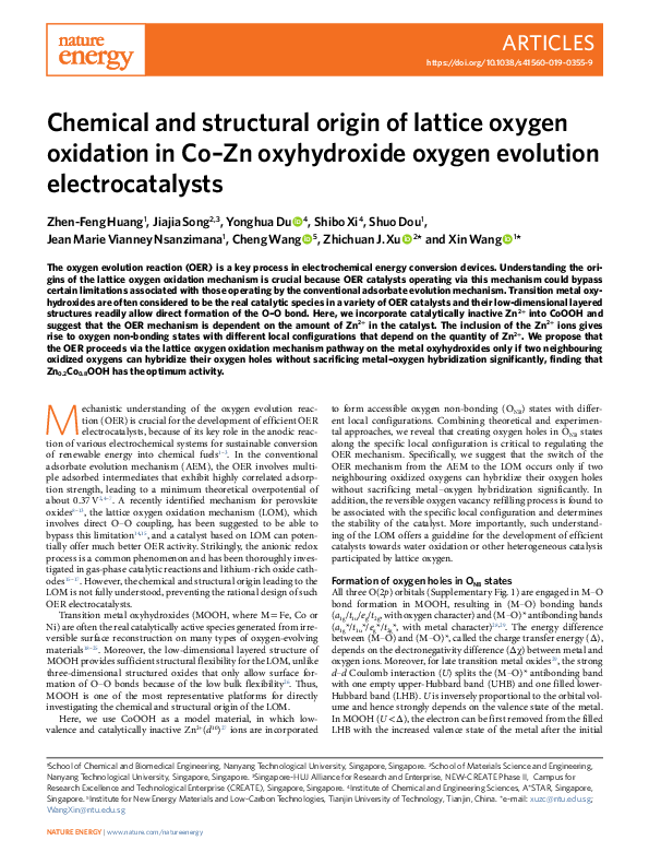 (PDF) Chemical and structural origin of lattice oxygen oxidation in Co ...