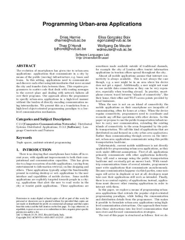 (PDF) Programming urban-area applications