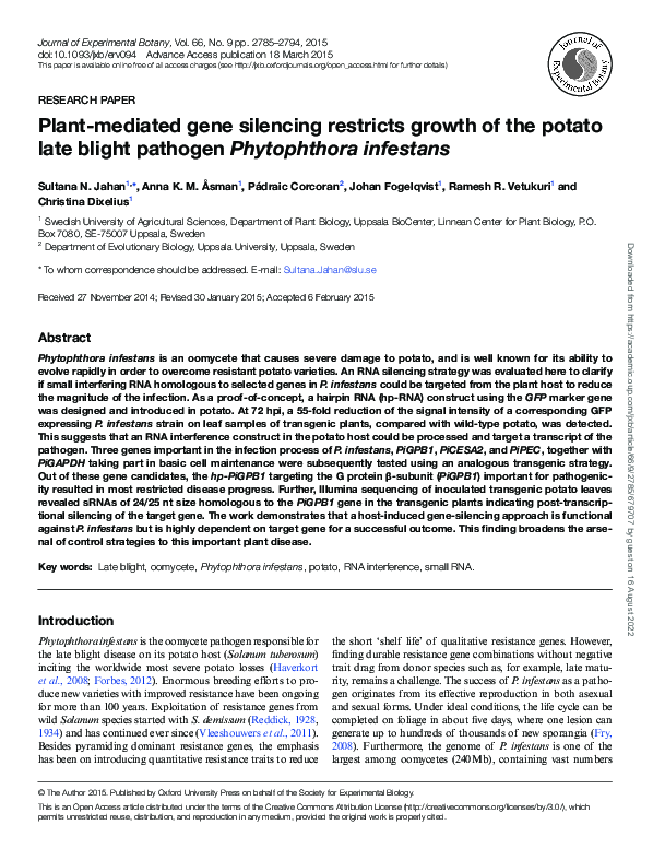 (PDF) Late Blight Pathogen