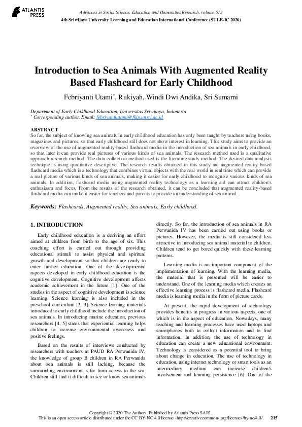 (PDF) Introduction to Sea Animals With Augmented Reality Based ...