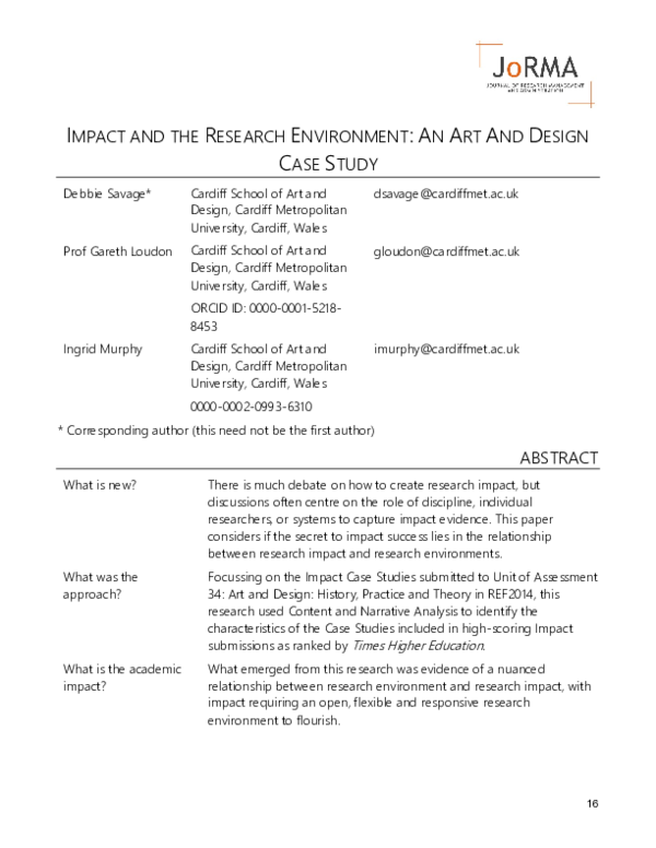 (PDF) Impact and the Research Environment | Gareth Loudon - Academia.edu