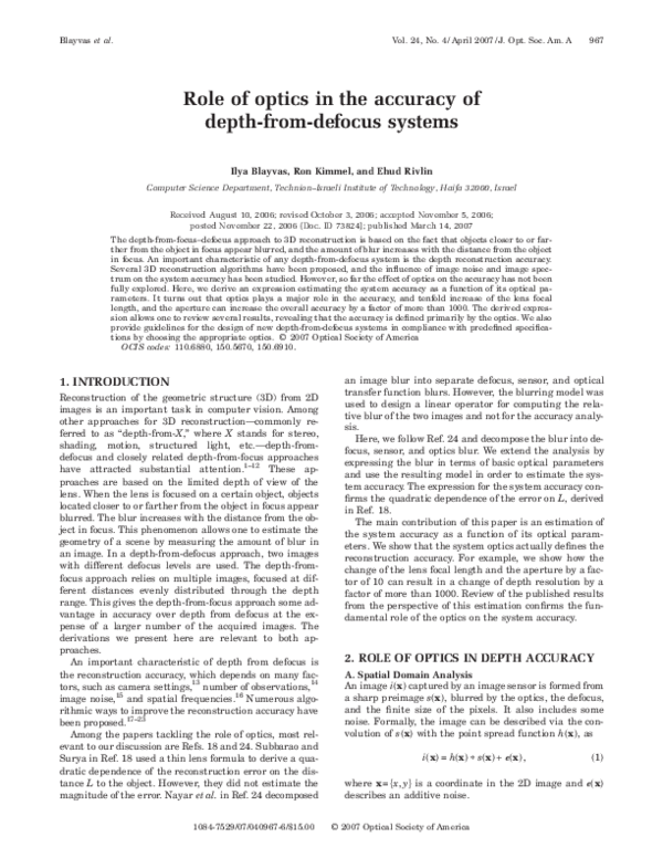 (PDF) Depth-From-Defocus Systems