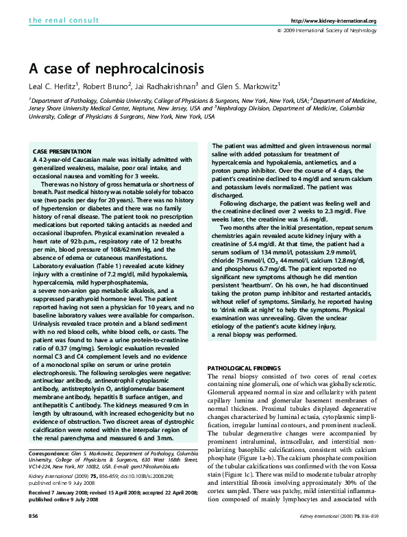 (PDF) A case of nephrocalcinosis