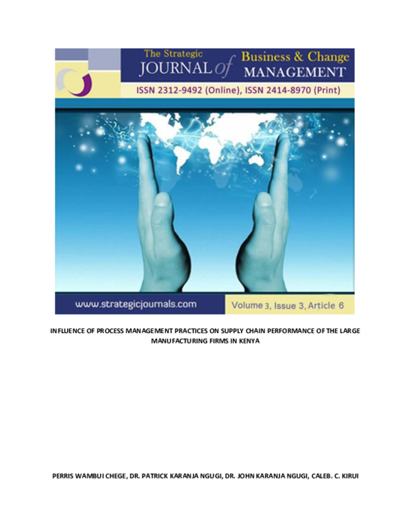 (PDF) Influence of Process Management Practices on Supply Chain Performance of the Large ...
