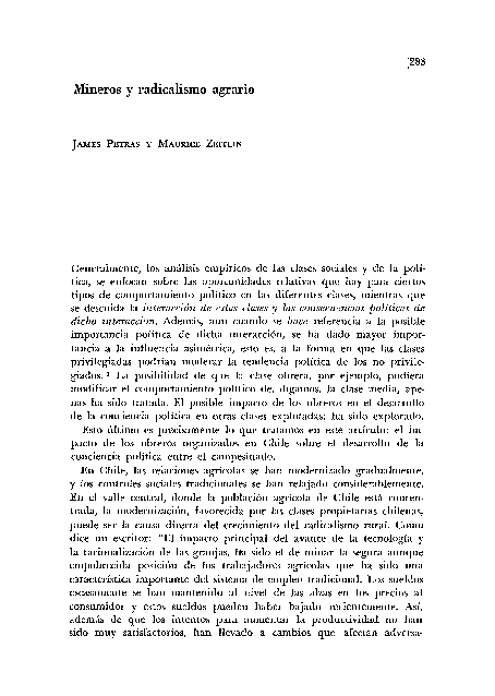 (PDF) Mineros y radicalismo agrario | Maurice Zeitlin - Academia.edu