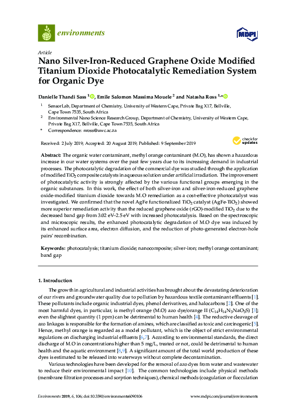 (PDF) Nano Silver-Iron-Reduced Graphene Oxide Modified Titanium Dioxide Photocatalytic ...