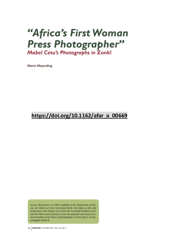 (PDF) “Africa's First Woman Press Photographer”: Mabel Cetu's ...