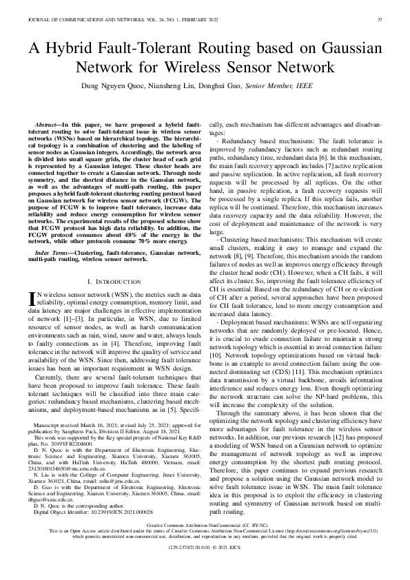 Pdf A Hybrid Fault Tolerant Routing Based On Gaussian Network For Wireless Sensor Network