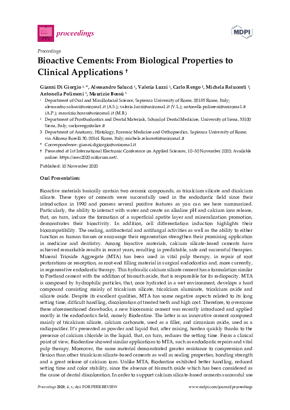 (PDF) Bioactive cements: from biological properties to clinical ...
