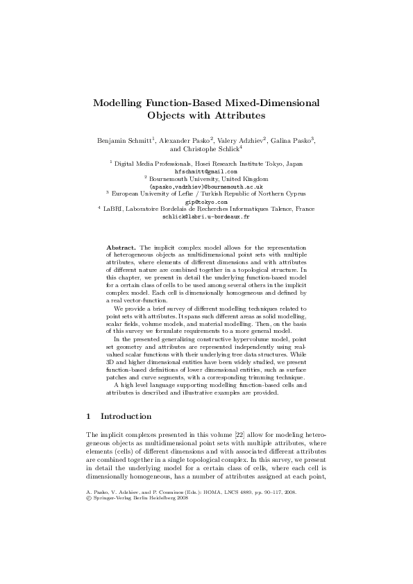 (PDF) Modelling Function-Based Mixed-Dimensional Objects with Attributes