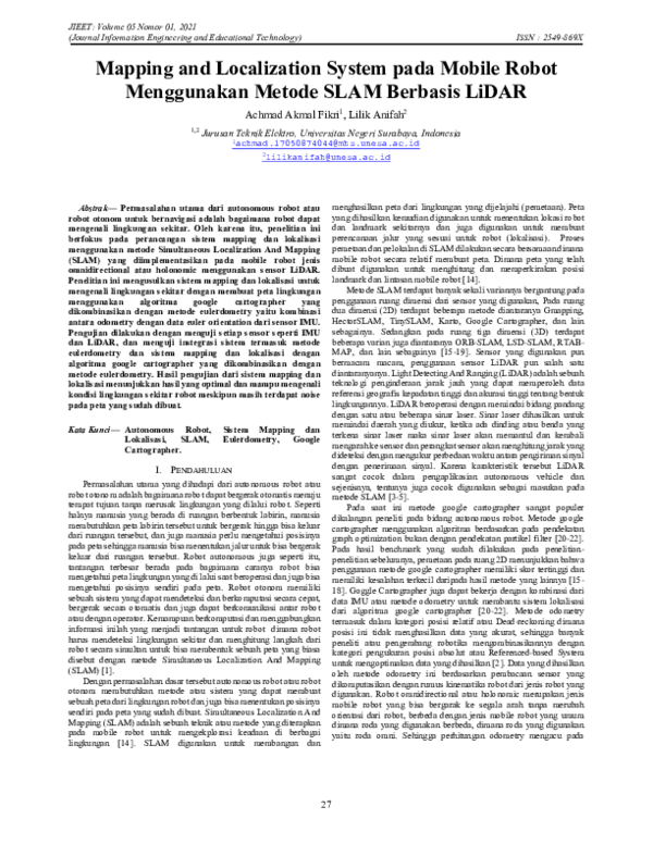 (PDF) Mapping And Localization System Pada Mobile Robot Menggunakan ...