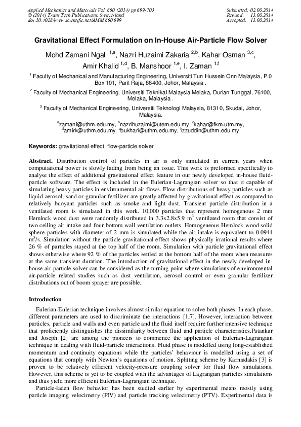 (PDF) Gravitational Effect Formulation on In-House Air-Particle Flow Solver
