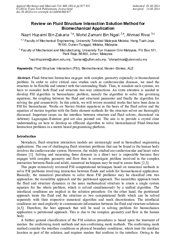 Pdf Review On Fluid Structure Interaction Solution Method For