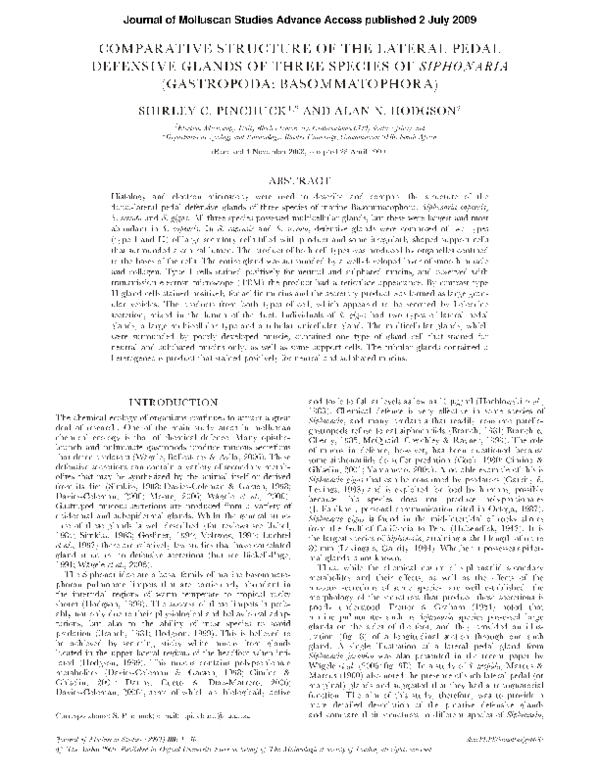 (PDF) Comparative structure of the lateral pedal defensive glands of ...