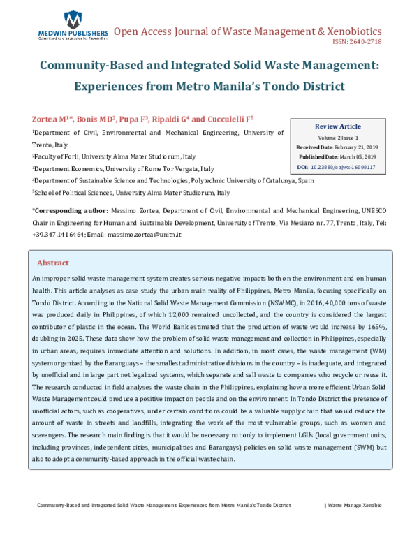 (PDF) Community-Based and Integrated Solid Waste Management ...