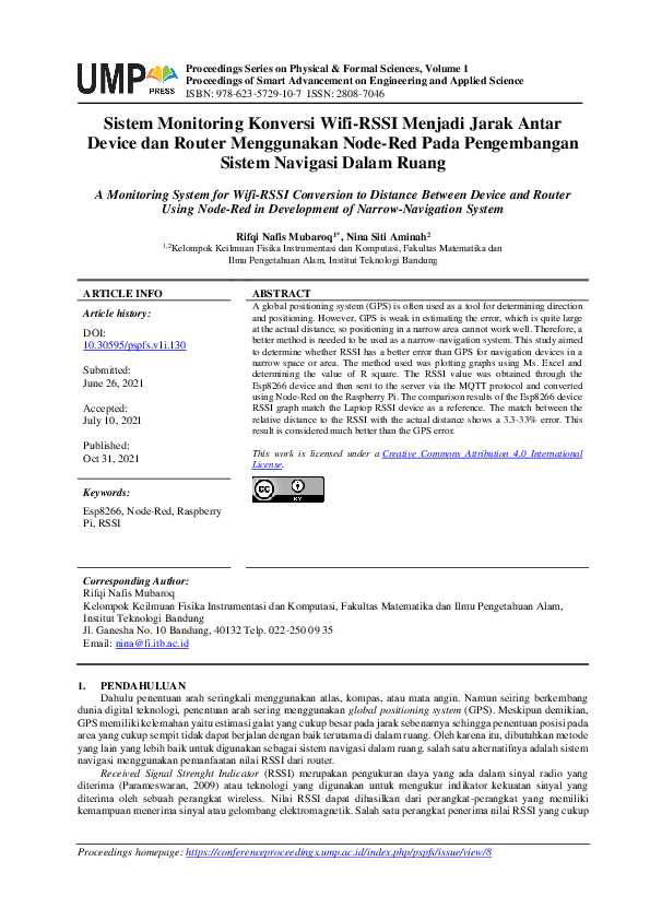 (PDF) Sistem Monitoring Konversi Wifi-RSSI Menjadi Jarak Antar Device ...