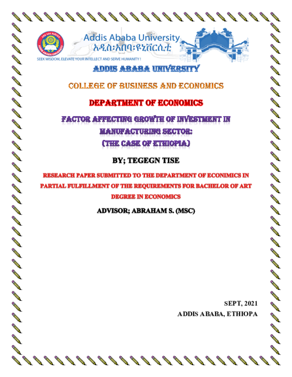 (PDF) FACTOR AFFECTING GROWTH OF INVESTMENT IN MANUFACTURING SECTOR- BY ...