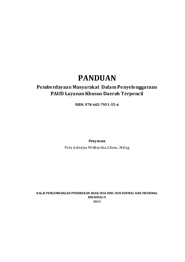 (PDF) Panduan Pemberdayaan Masyarakat dalam Pengelolaan PAUD