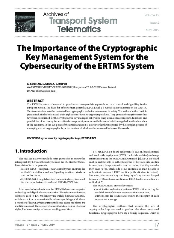 (PDF) The importance of the cryptographic key management system for the ...