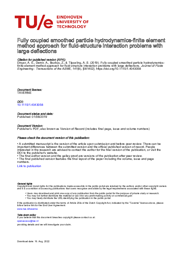 (PDF) Fully Coupled Smoothed Particle Hydrodynamics-Finite Element Method Approach for Fluid ...