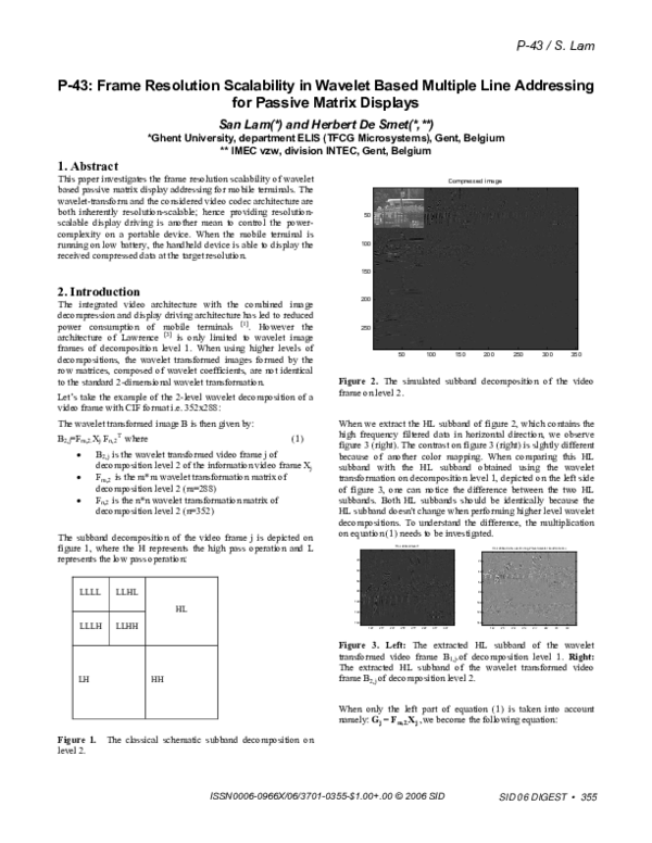 Pdf P 43 Frame Resolution Scalability In Wavelet Based Multiple Line