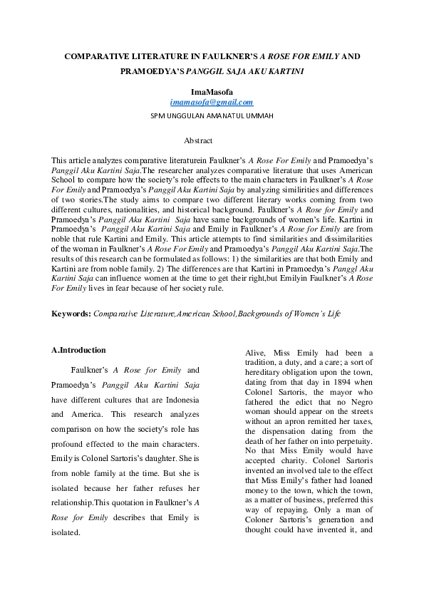 (PDF) The study aims to compare two different literary works coming ...