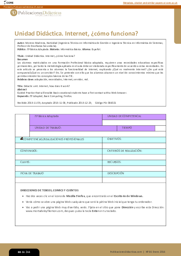 (PDF) Didactic unit. Internet, how does it work?