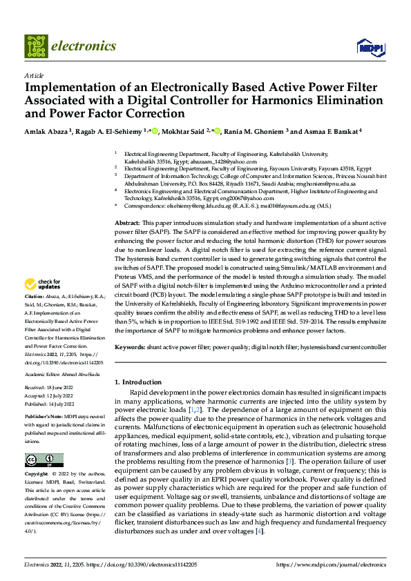 (PDF) Implementation of an Electronically Based Active Power Filter Associated with a Digital ...