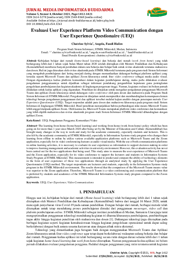 (PDF) Evaluasi User Experience Platform Video Communication dengan User ...