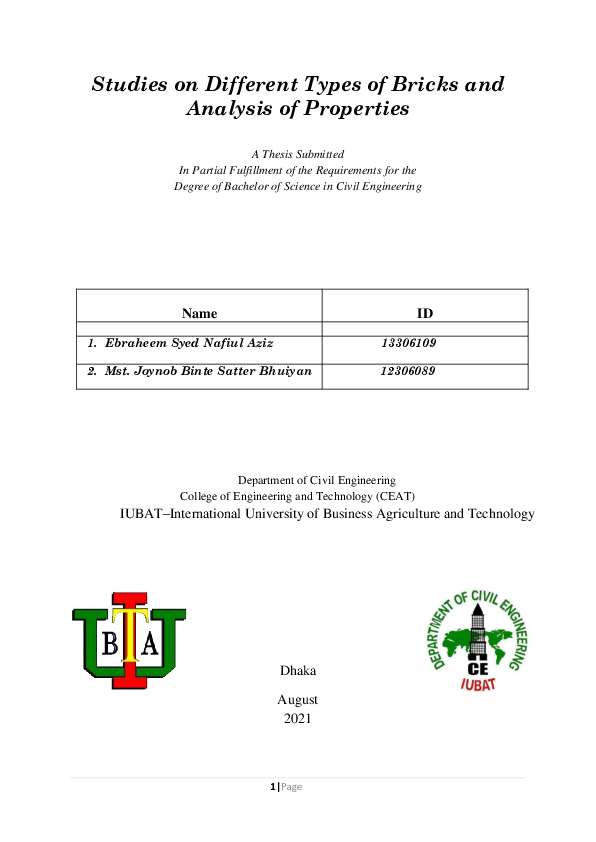 (PDF) Studies on Different Types of Bricks and Analysis of Properties