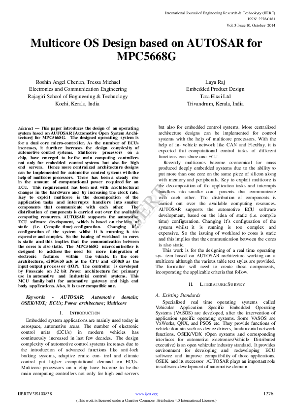 (PDF) Multicore OS Design based on AUTOSAR for MPC5668G | Ms. Tressa ...