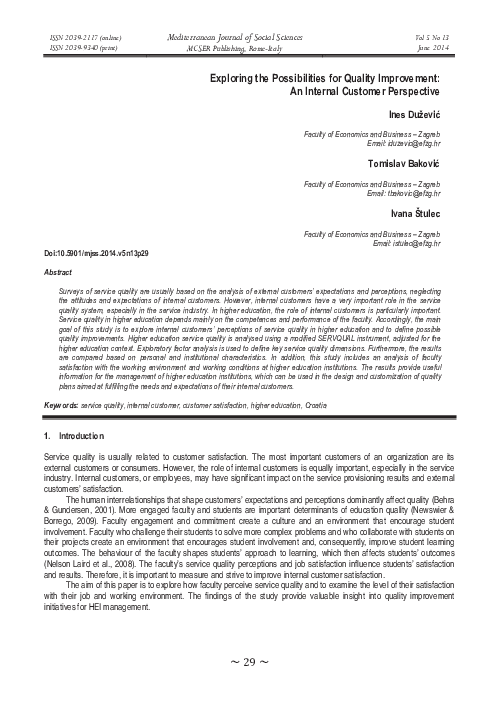 (PDF) Exploring the Possibilities for Quality Improvement: An Internal ...