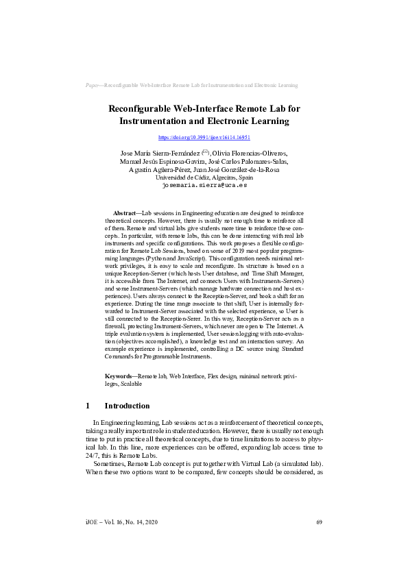 (PDF) Reconfigurable web-interface remote lab for instrumentation and electronic learning ...