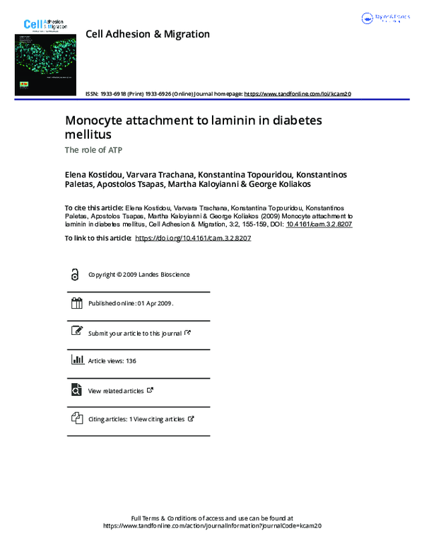 (PDF) Monocyte attachment to laminin in diabetes mellitus: The role of ATP