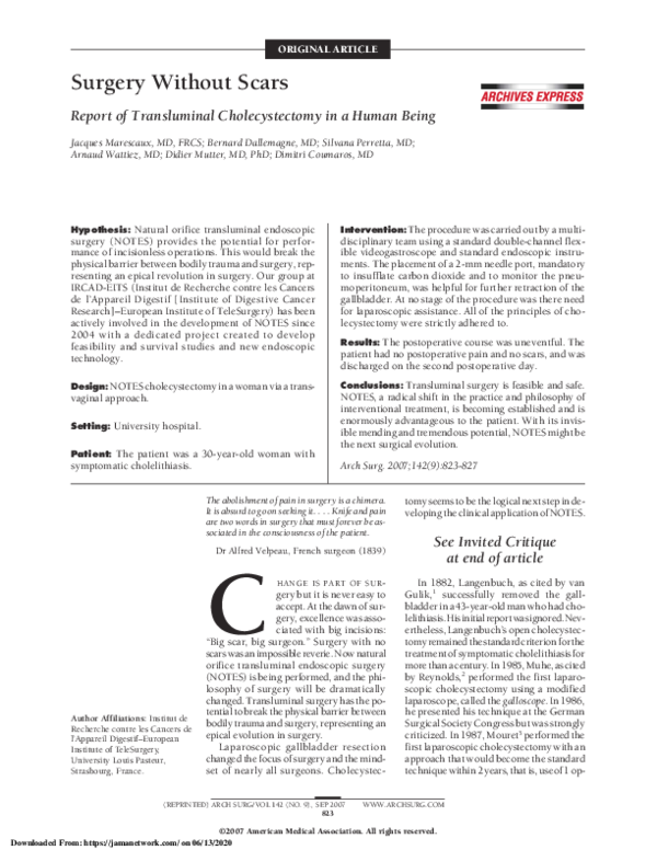 (PDF) Surgery Without Scars