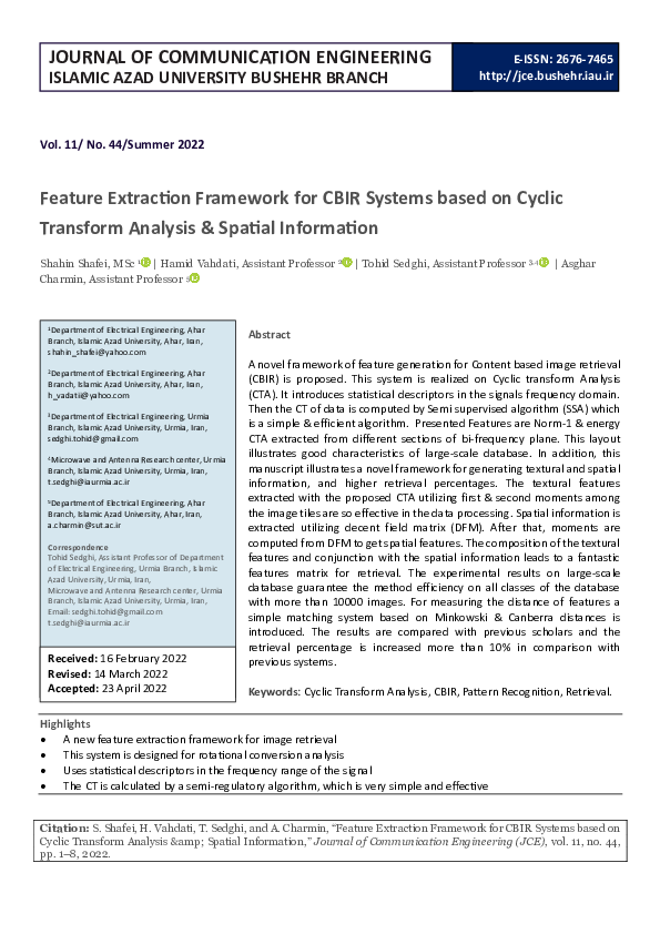 (PDF) Feature Extraction Framework for CBIR Systems based on Cyclic Transform Analysis & Spatial ...