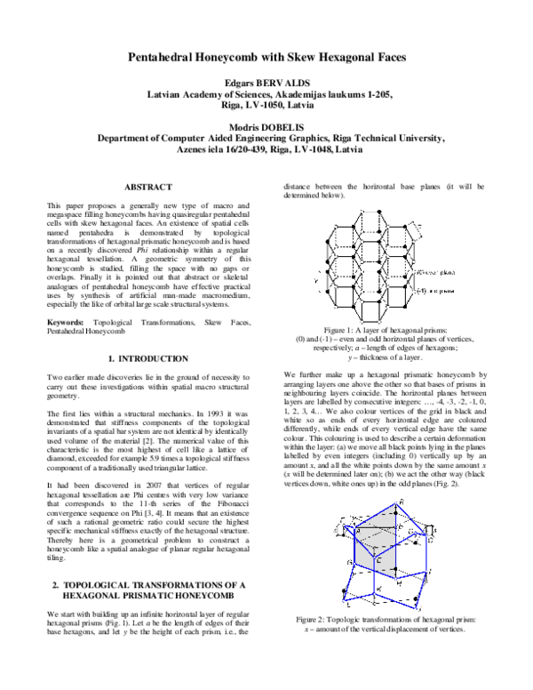 (PDF) Pentahedral honeycomb with skew hexagonal faces