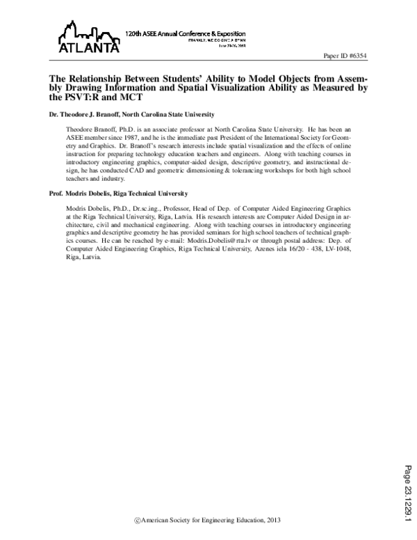 (PDF) The Relationship Between Students’ Ability to Model Objects from Assembly Drawing ...