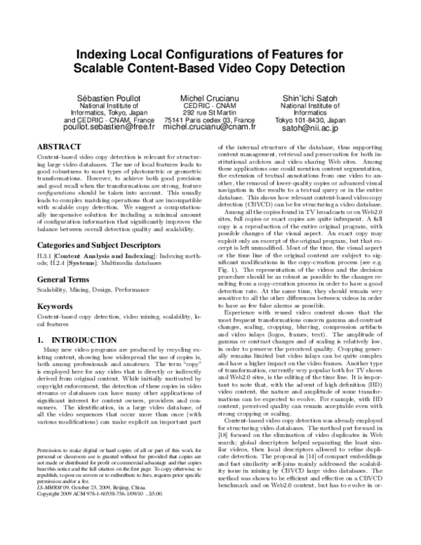 (PDF) Indexing local configurations of features for scalable content ...