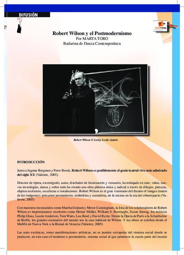 (PDF) Robert Wilson y el postmodernismo