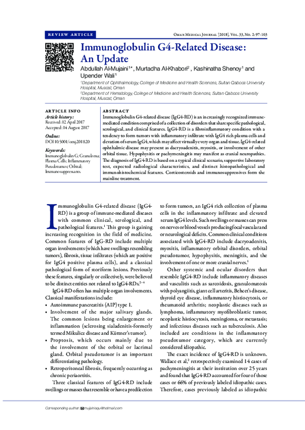 (PDF) Immunoglobulin G4-Related Disease: An Update