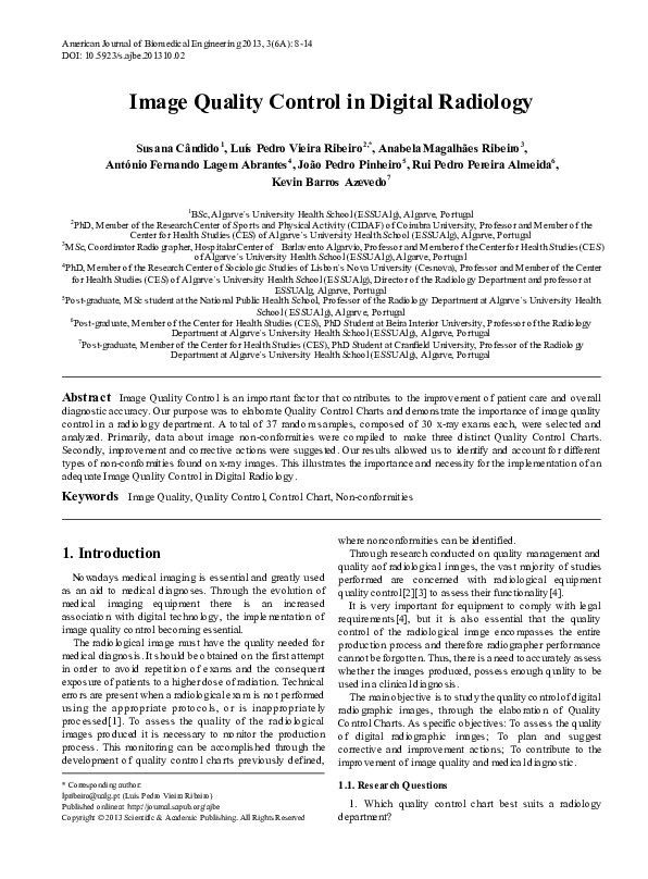 (PDF) Image Quality Control in Digital Radiology