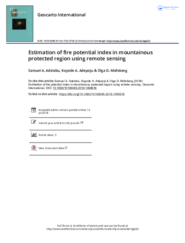 (PDF) Estimation of fire potential index in mountainous protected ...