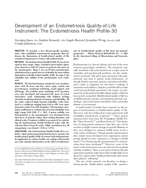 (PDF) Development of an endometriosis quality-of-life instrument: The ...