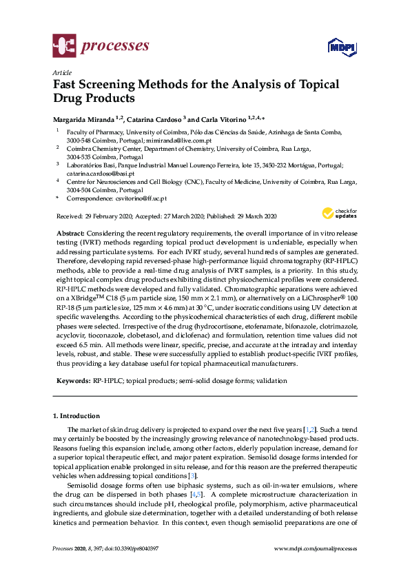(PDF) Fast Screening Methods for the Analysis of Topical Drug Products