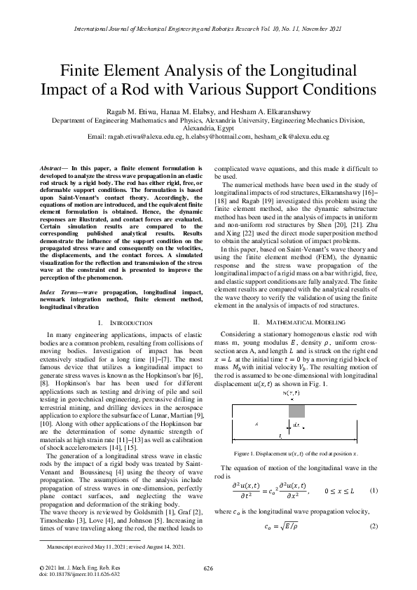 (PDF) Finite Element Analysis of the Longitudinal Impact of a Rod with Various Support ...