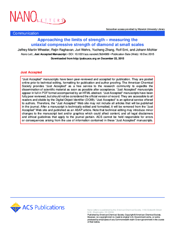 (PDF) Approaching the Limits of Strength: Measuring the Uniaxial ...