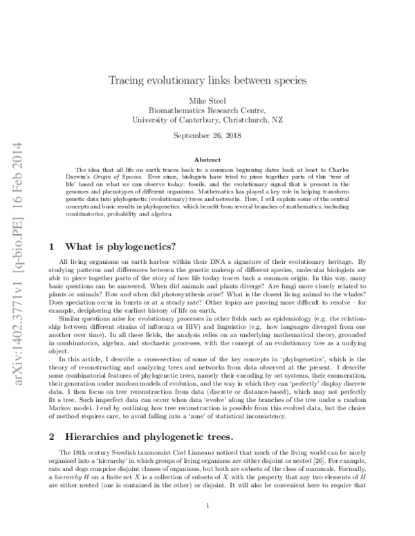(PDF) Tracing Evolutionary Links between Species